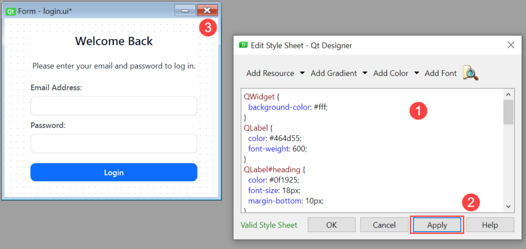 Qt Style Sheets